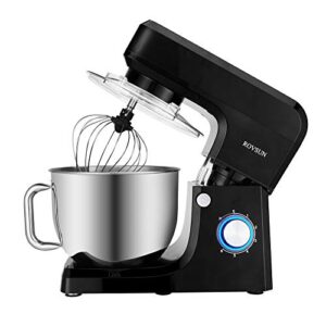 ROVSUN 7.5 Quart Stand Mixer, 660W 6-Speed Electric Tilt-Head Kitchen Food Mixer with Stainless Steel Bowl, Dough Hook, Beater, Whisk (Black)