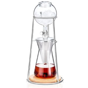 paracity cold brew coffee maker, iced coffee maker in stainless steel and borosilicate glass, cold brew drip coffee maker with slow drip technology, iced tea maker 2-4 cup