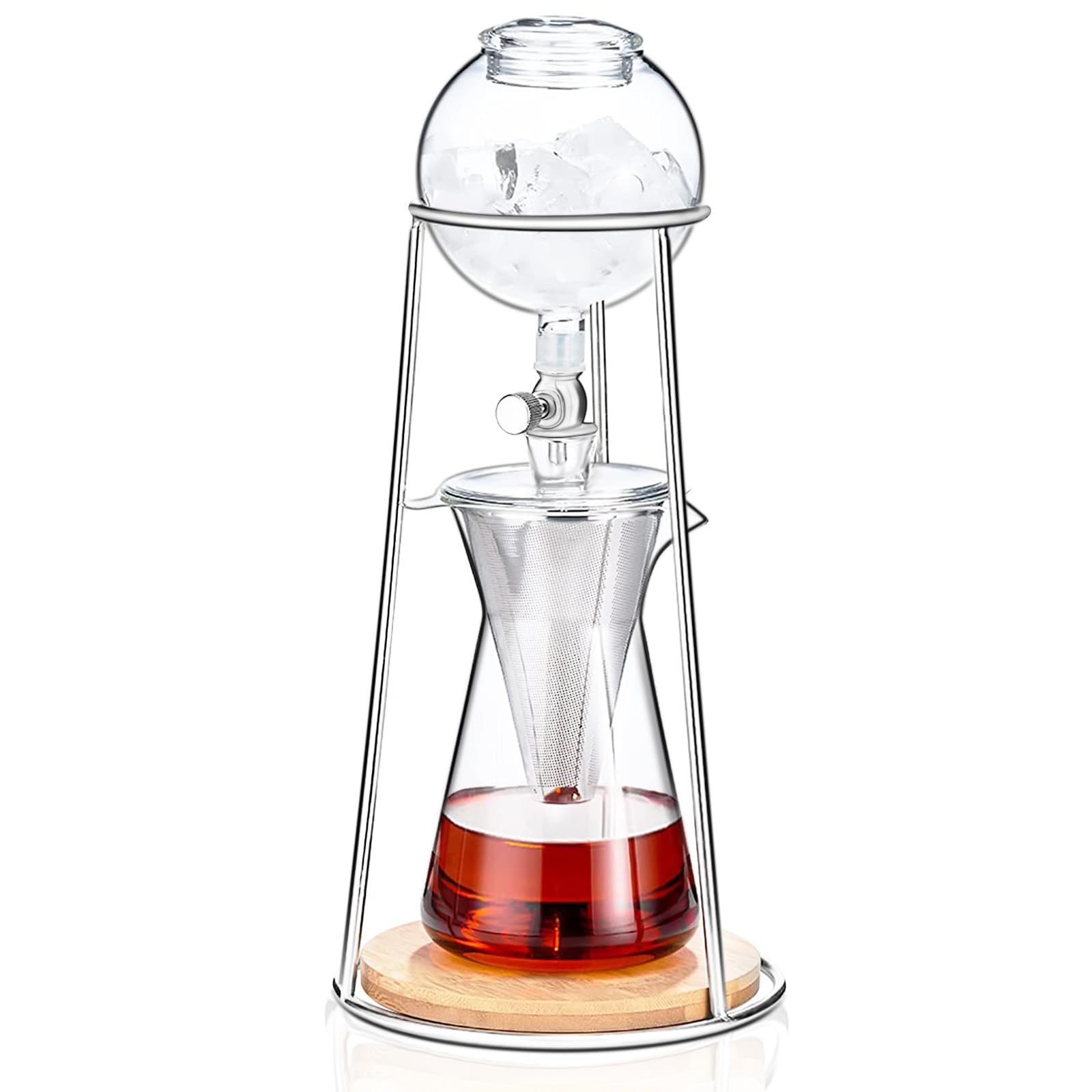 PARACITY Cold Brew Coffee Maker, Iced Coffee Maker in Stainless Steel and Borosilicate Glass, Cold Brew Drip Coffee Maker with Slow Drip Technology, Iced Tea Maker 2-4 Cup