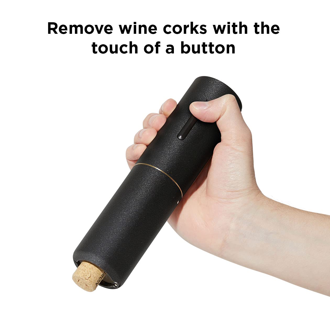 RBT Electric Corkscrew Wine Opener with Foil Cutter and Marble Charging Base, Black