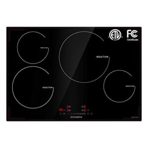 induction cooktop 30 inch, electric cooktop 4 burners, drop-in induction cooker ceramic glass induction burner with timer, child lock, 9 heating level and sensor touch control, etl & fcc certified