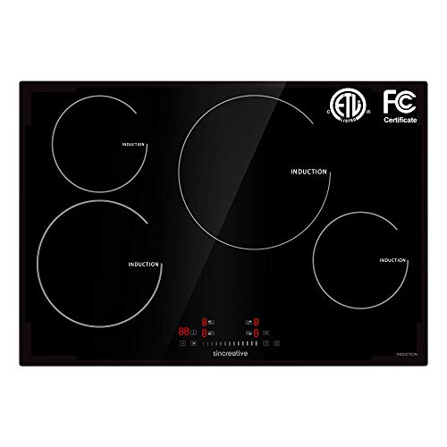 Induction Cooktop 30 Inch, Electric Cooktop 4 Burners, Drop-in Induction Cooker Ceramic Glass Induction Burner With Timer, Child Lock, 9 Heating Level and Sensor Touch Control, ETL & FCC Certified