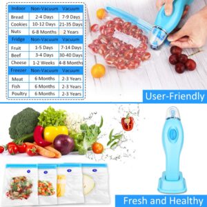 Handheld Vacuum Sealer, includes 15 Reusable Vacuum Sealer Bags, 1 Vacuum Wine Stopper, 2 Sealing Clips, 4 Sous Vide Clips for Food Storage, Keep Wine Fresh & Sous