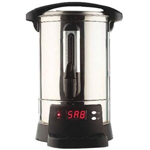 pro chef 65 cup insulated hot water urn with digital shabbosstat display, stainless steel (65 cup digital)