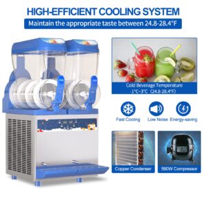 BZD Commercial Slushie Machine - 1000W 30L Tanks Commercial 110V Slushy Maker Machine 304 Stainless Steel Margarita Machines Efficient Cooling The Ideal Slushie Machine for Bars Cafes Restaurants