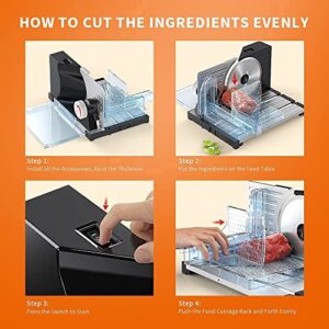 Meat Slicer, 120W Electric Deli Food Slicer 0-18mm Adjustable Slice Thickness Collapsible Slicer Machine with 6.7" Removable Stainless Steel Blade,Cuts Meat, Bread and Steak,Easy to Clean