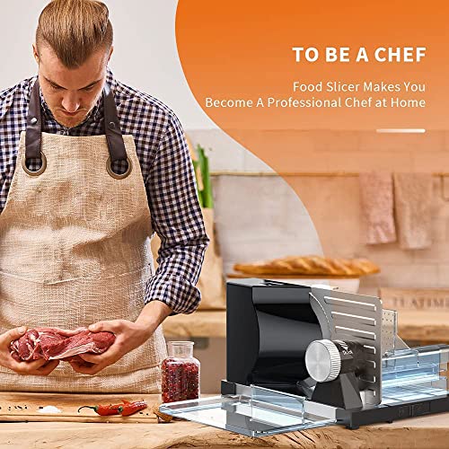 Meat Slicer, 120W Electric Deli Food Slicer 0-18mm Adjustable Slice Thickness Collapsible Slicer Machine with 6.7" Removable Stainless Steel Blade,Cuts Meat, Bread and Steak,Easy to Clean