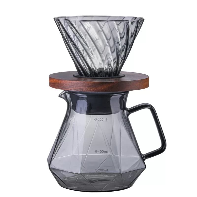 Cafecito Personal Pour Over Glass Coffee Carafe Set 20 oz | Glass Coffee Maker Carafe Dripper Brewer Cafecito Filter Included | Coffee Lover Gift Set