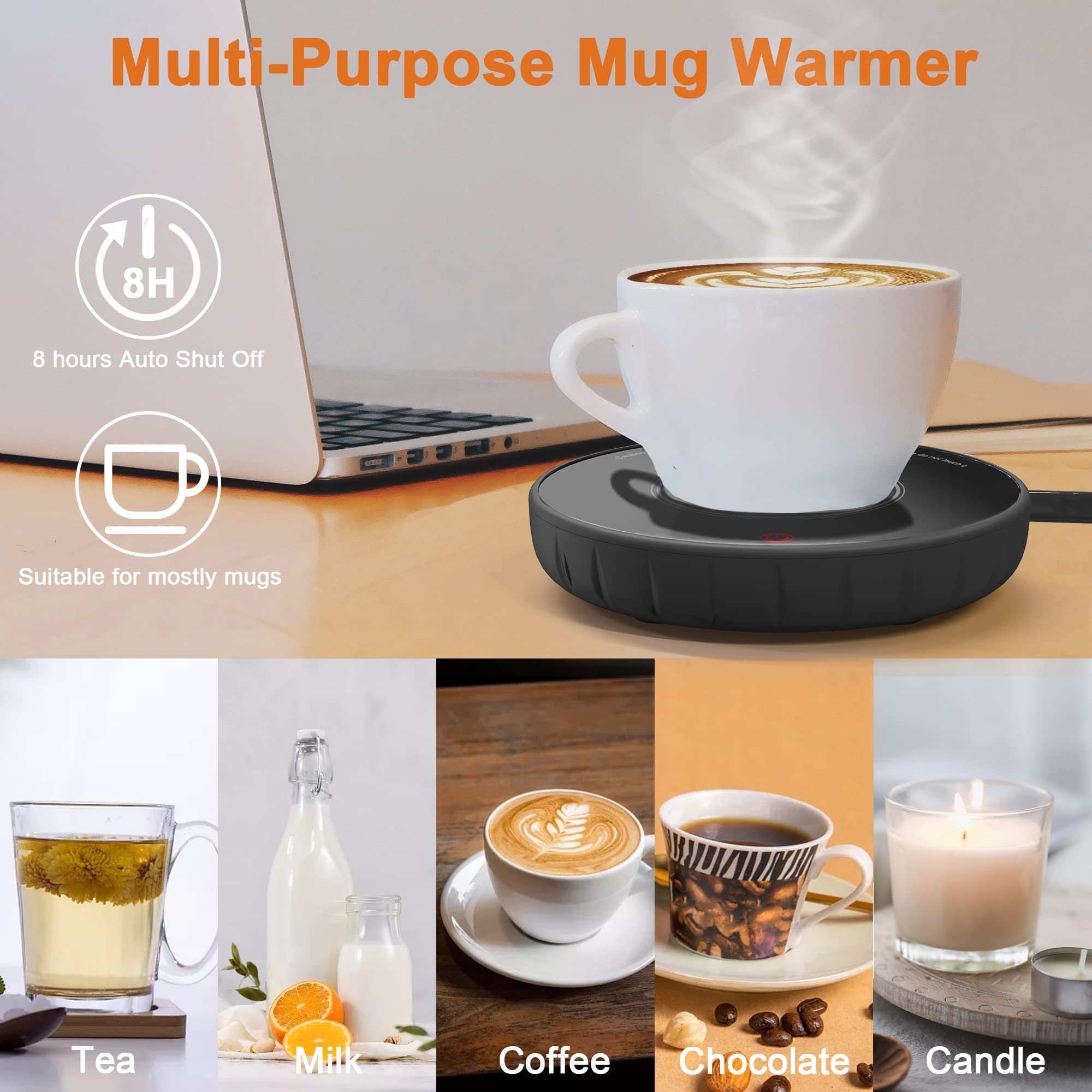 Smart Coffee Mug Warmer with Auto Shut Off for Home Office Desk Use,Touch Control Tech Safety and Smart Temperature Settings (Black-1)