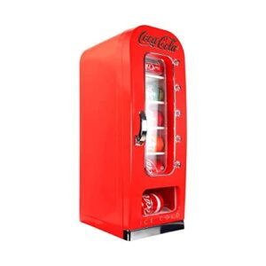 Coca-Cola Exclusive New Retro Vending Machine Style 10 Can Mini Fridge, 12V DC/110V AC with tall window display for home, dorm, office, games room