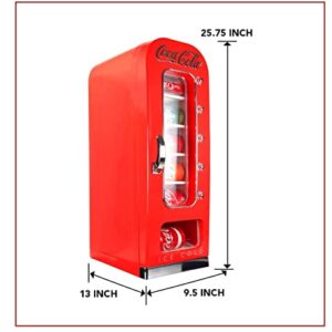 Coca-Cola Exclusive New Retro Vending Machine Style 10 Can Mini Fridge, 12V DC/110V AC with tall window display for home, dorm, office, games room