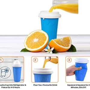 Slushy Cup (330ml, Silicone), Slushy Maker Cup, Quick Smoothies Magic Slushie Cup, Instant Yummy Smoothies & Milkshakes, Squeeze Cup, Cool Smoothie in Summer, for Everyone