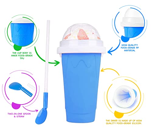 Slushy Cup (330ml, Silicone), Slushy Maker Cup, Quick Smoothies Magic Slushie Cup, Instant Yummy Smoothies & Milkshakes, Squeeze Cup, Cool Smoothie in Summer, for Everyone