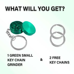 yacool Mini Metal Key Chain Spice Grinder 1.18 inch Green, with 25mm Diameter Metal Key Chain Rings*2, Cute Key Chain grinder for Men and Women