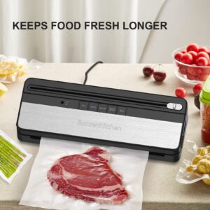 Bonsenkitchen Food Vacuum Sealer Machine, Built-in Cutter & Sealer Bags and Container Starter Kit, Dry&Moist Food Modes, Compact Design Air Sealing System Preservation For Food Storage