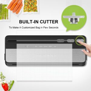 Bonsenkitchen Food Vacuum Sealer Machine, Built-in Cutter & Sealer Bags and Container Starter Kit, Dry&Moist Food Modes, Compact Design Air Sealing System Preservation For Food Storage