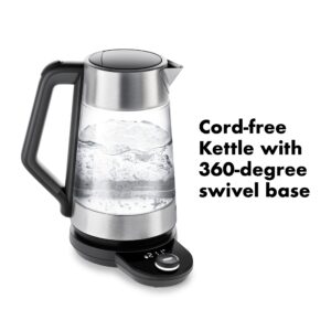 OXO Brew Adjustable Temperature Kettle, Electric, Clear & Good Grips Stainless Steel Steamer With Extendable Handle