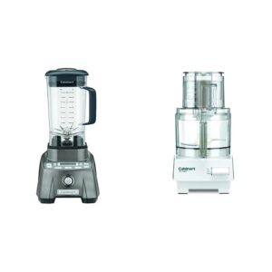 cuisinart cbt-2000 3.5 peak hurricane pro blender, gunmetal, gun metal & 7 cup food processor by, 600-watt motor, white, dlc-10syp1