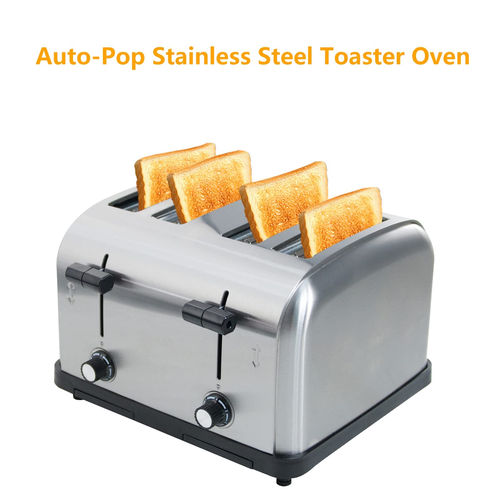 Clivia Commercial Toaster for Restaurant, 4 Slice Toaster Heavy Duty Commercial Pop-Up Toaster, Stainless Steel Toaster Ovens