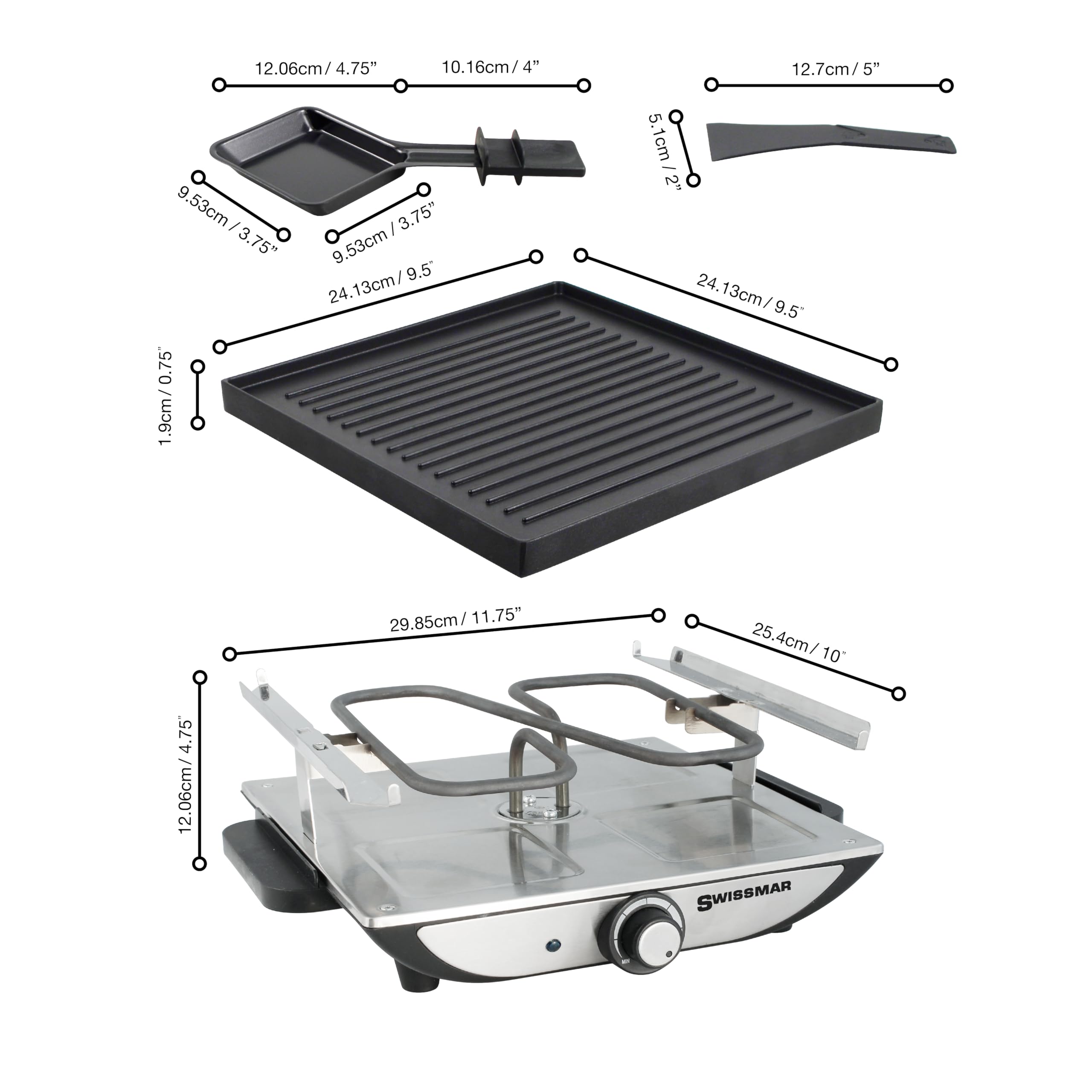 Swissmar Geneva 4-Person Stainless Steel Raclette