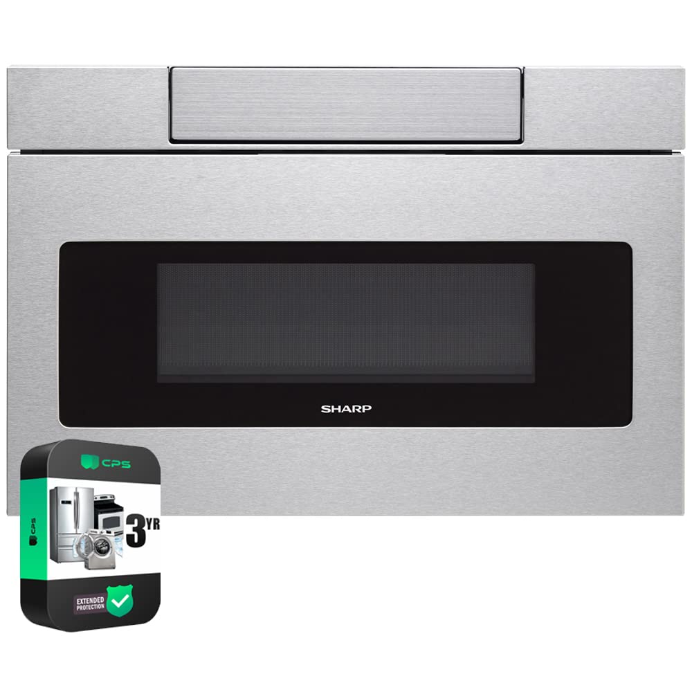 Sharp SMD2470ASY 24 in. 1.2 cu. ft. 950W Stainless Steel Microwave Drawer Oven Bundle with 3 YR CPS Enhanced Protection Pack