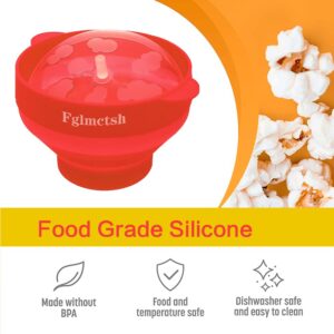 Fglmctsh The Original Microwave Popcorn Popper, Silicone Popcorn Maker Collapsible Bowl BPA -Free, Hot Air Popcorn Maker, No Oil Required，Red an Blue