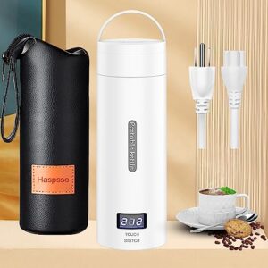 Haspsso Small Electric Kettle for Travel, Portable Tea Hot Water Boiler, Mini Coffee Water Kettle 100% 304 Stainless Steel with 4 Temperature Control, Auto Shut-Off & Boil Dry Protection