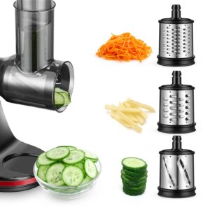 AMZCHEF Slow Masticating Juicer Bundled with Slicer Shredder Attachments, Cold Press Juicer With Silent Motor and Reverse Function,3 Interchangeable blades for Juicing and Shredding Cheese