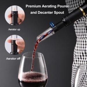 Ataller 4-in-1 Electric Wine Bottle Openers Set, USB Rechargeable Automatic Wine Corkscrews with 1 x Wine Pourer and 1 x Foil Cutter and 2 x Vacuum Wine Stoppers