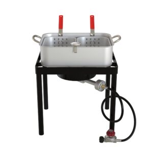 krollen industrial 18 qt. dual basket fryer/fish cooker - 55,000 btu