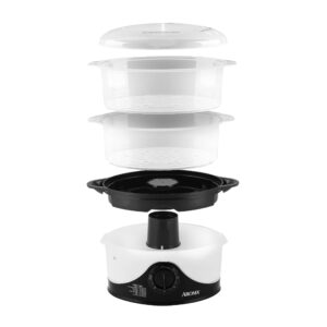 Aroma Housewares 6Qt. 2-Tier Food Steamer, Dishwasher Safe (AFS-140B), Black, 6 Liter