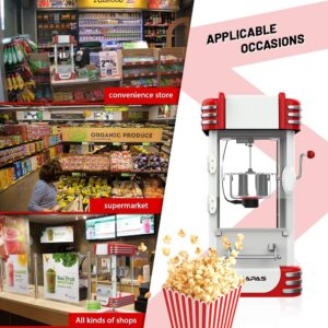 KAPAS Popcorn Machine, Red Tabletop Popcorn Popper Maker with Accessories