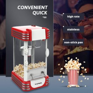 KAPAS Popcorn Machine, Red Tabletop Popcorn Popper Maker with Accessories