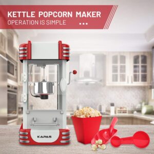 KAPAS Popcorn Machine, Red Tabletop Popcorn Popper Maker with Accessories