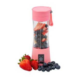 mind reader blender, rechargeable personal juicer, usb-powered, portable, handheld, smoothie, 3.125"l x 3.125"w x 9"h, pink