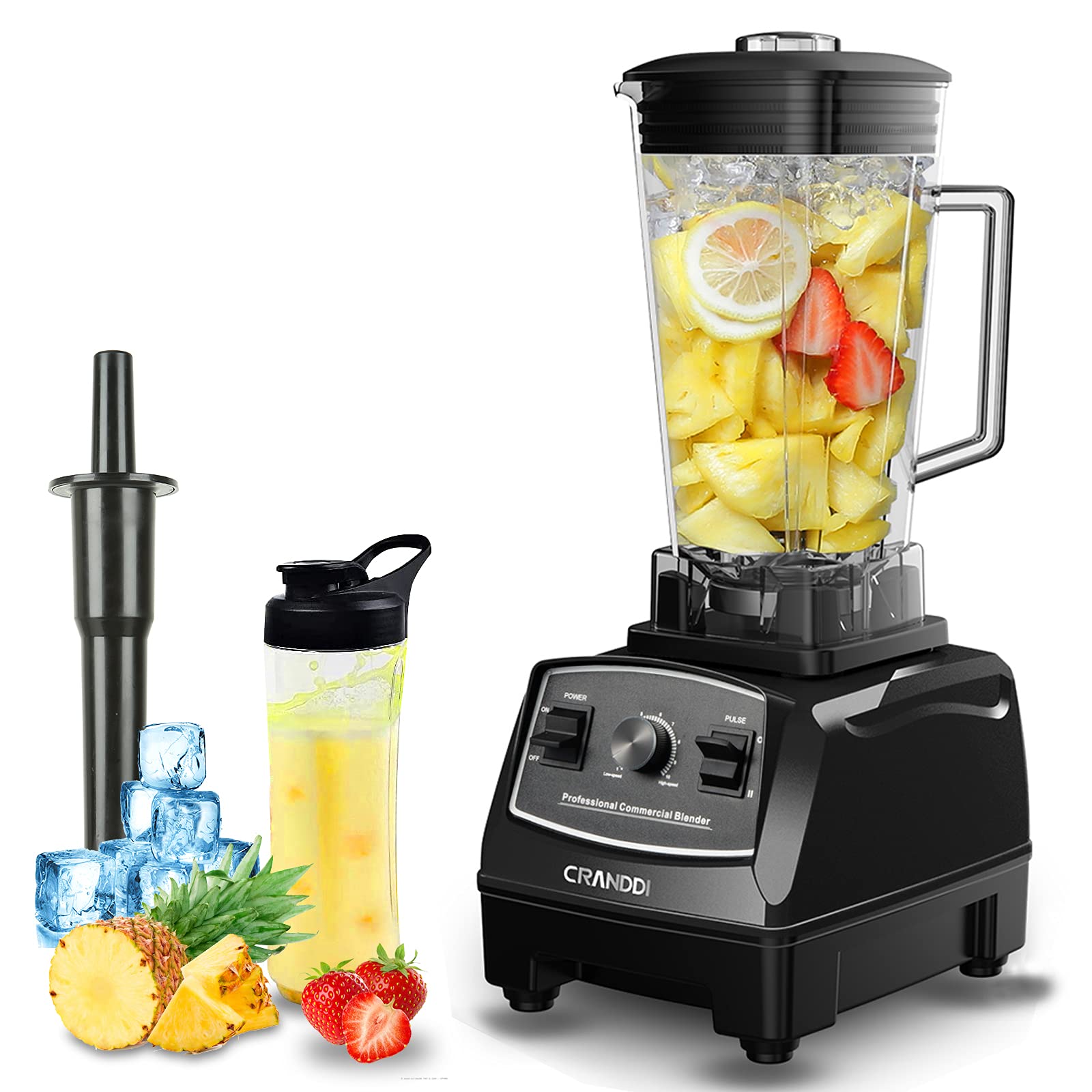 CRANDDI Professional Blender,1500 Watt Commercial Blenders for Kitchen with 70oz BPA-Free Pitcher and Self-Cleaning, Countertop Blenders for Shakes and Smoothies, Build-in Pulse, YL-010-B