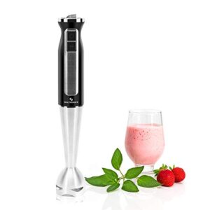 SOLTRONICS 3-in-1 Hand Blender, 3-in-1, 8-Speed 500 Watts Stick Blender with Milk Frother, Egg Whisk for Smoothies, Coffee Milk Foam, Puree Baby Food, Sauces and Soups, BPA-Free, Black