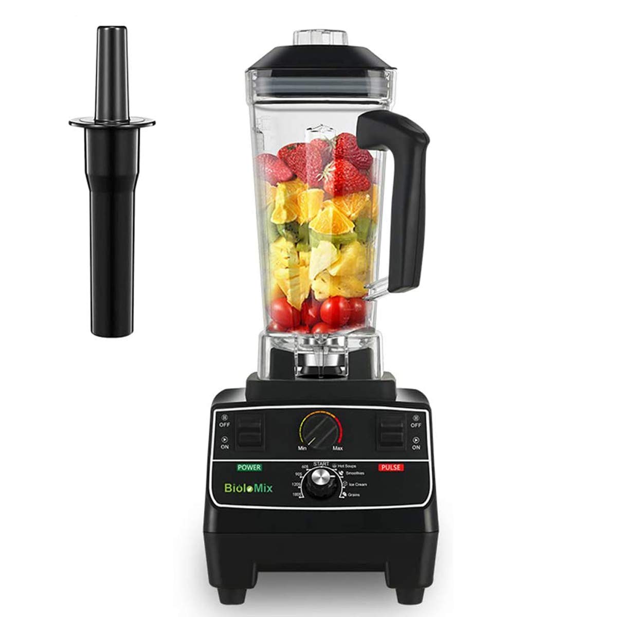 BioloMix Professional Countertop Blender Smoothie Mixer with 68oz BPA Free Pitcher, Smart Timer And Pre-programed Peak 2200W Power Mixer With 8 Blades for Crushing Ice, Frozen Dessert