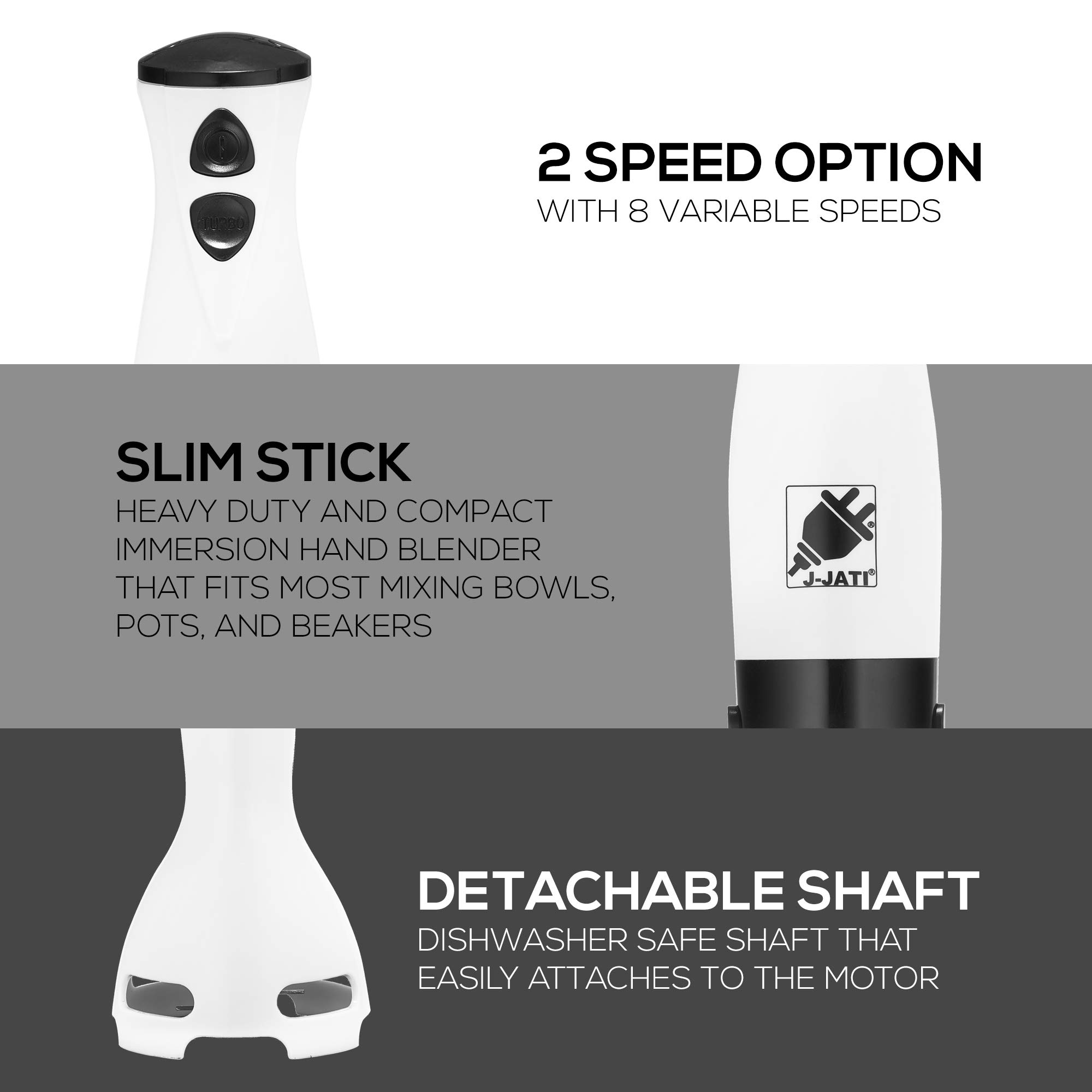 J-Jati Hand-Blender Stick Hand Immersion Blender 300 Watt 2 Touch-Speed