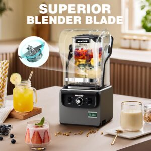 Wantjoin Professional Blender, Commercial Quiet blender Soundproof Blender 2200ml with Cover for Crushing Ice,Smoothie,Puree,Blender for Kitchen 1800W (Grey)