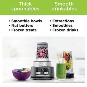 Ninja Foodi SS100 Stainless Steel Smoothie Blender Bowl Maker and Nutrient Extractor with 24-Oz Nutrient Extraction Cup, To-Go Lids and Hybrid Blades