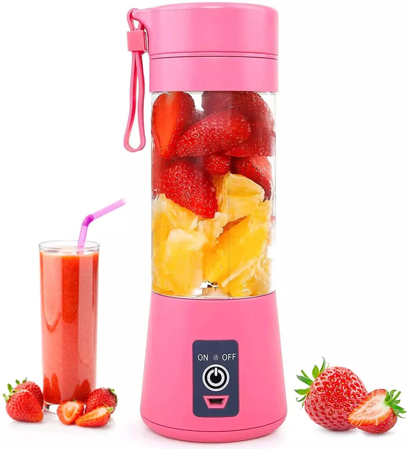 TITANFINITY Portable and Rechargeable Battery Juice Blender, Personal Size Blenders with USB Rechargeable, Mini Juicer Smoothie Blender Travel Size 380ML, Personal Blender for Shakes and Smoothies