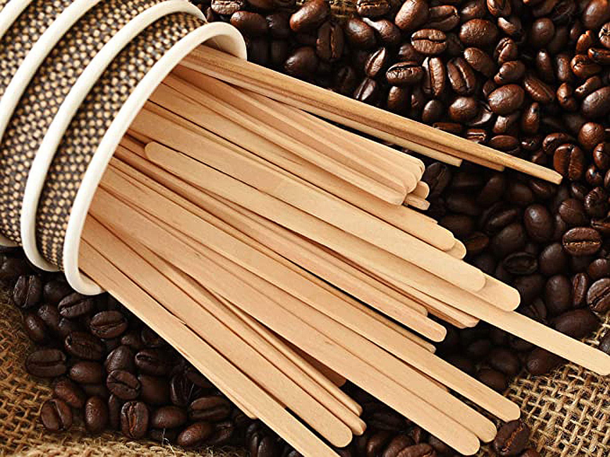 Wooden Coffee Stirrers Sticks Natural Wood, 5.5 inches Long (500)