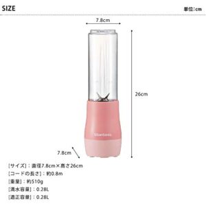 Vitantonio"MINI BOTTLE BLENDER" VBL-5-IG (STRAWBERRY)【Japan Domestic genuine products】