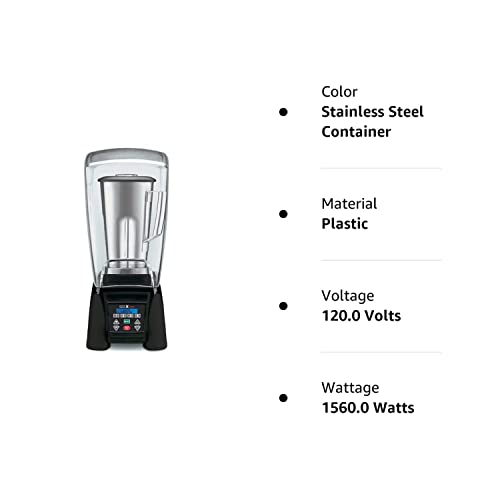 Waring Commercial MX1300XTS 3.5 HP Blender with 4 recipe programable LCD Display and a 64 oz Stainless Steel Container, 120V, 5-15 Phase Plug