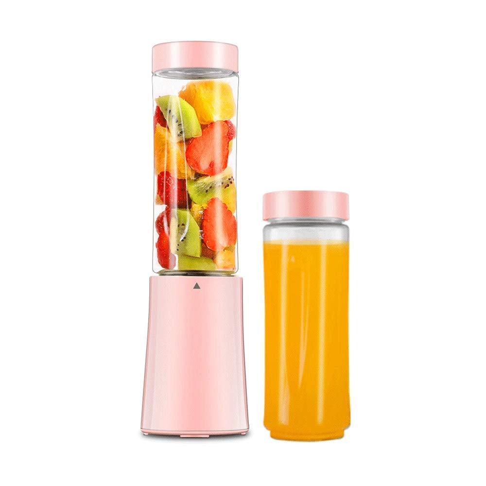 Mini juicer Food Grade PC Safe Material Mini Juice Cup USB Charging Blender Electric Cooking Machine with Accompanying Cup Suitable for Home Outdoor Sports Travel Office 280ml2 (Pink),K ZJ666