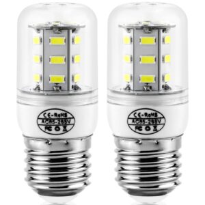 miflus refrigerator light bulb appliance 5304511738 light bulb kei d34l e26/27 fit for frigid-aire ken-more refrigerator led light bulb 3.5w 5000k (85v-265v white light)-2packs