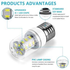 MIFLUS Refrigerator Light Bulb Appliance 5304511738 Light Bulb Kei D34l E26/27 Fit for Frigid-aire Ken-More Refrigerator Led Light Bulb 3.5W 5000K (85V-265V White Light)-2Packs