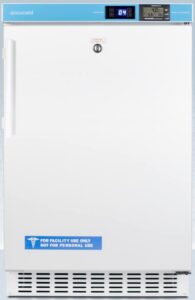 summit acr45l 20 inch freestanding or built-in counter depth compact refrigerator with 2.65 cu. ft. capacity slim 20` width, high-temperature alarm in white