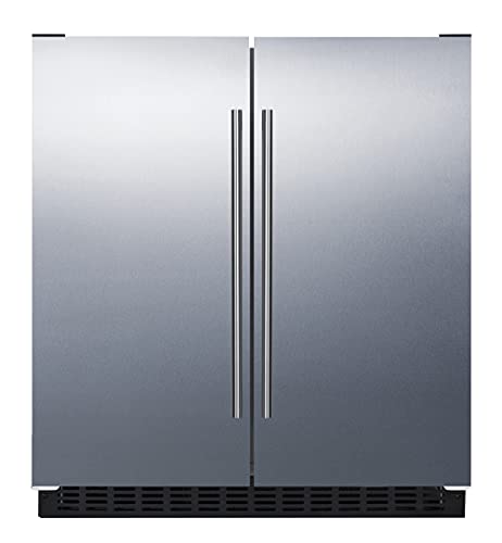 FFRF3075WSS 30" Side-by-Side Compact Refrigerator and Freezer with 5.4 cu. ft. Capacity LED Lighting Frost Free Operation High Temperature and Open Door Alarm in Stainless Steel and White Cabinet